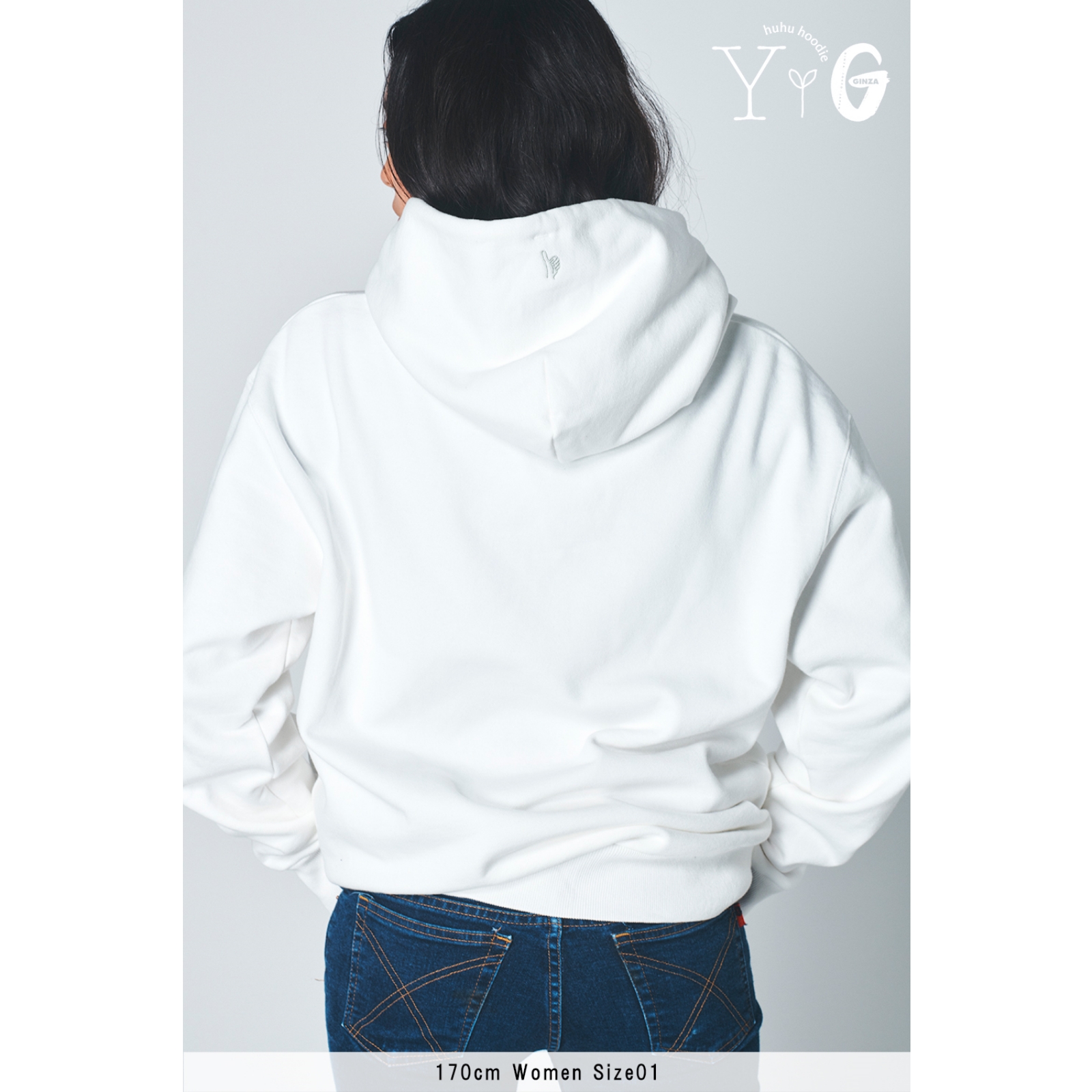 〈huhu フーディ〉WHITE | Yui Aragaki × Ginza huhu hoodie STORE