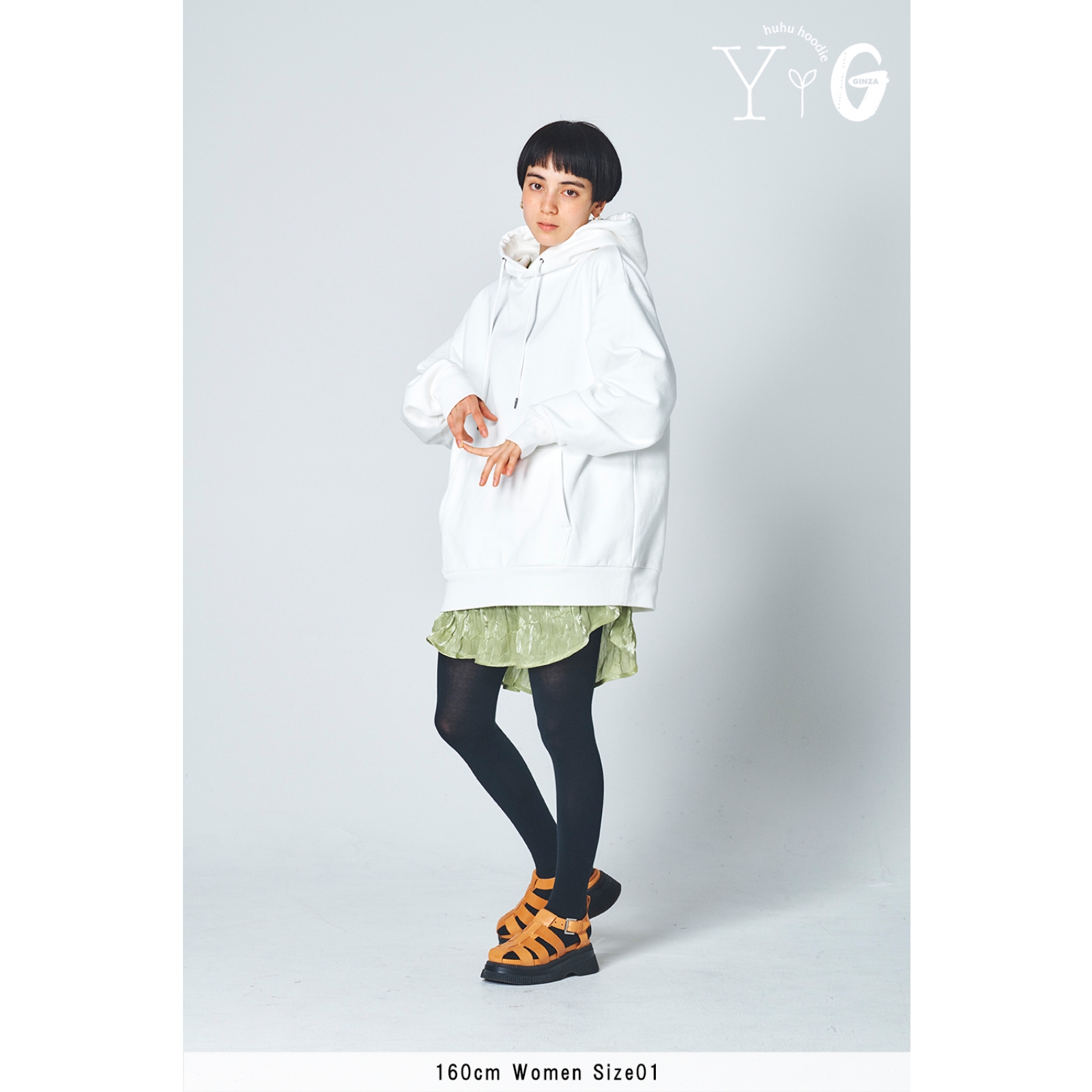 〈huhu フーディ〉WHITE | Yui Aragaki × Ginza huhu hoodie STORE
